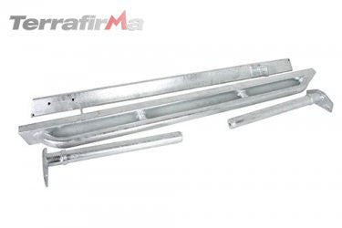 Rock sliders with tree bars, Galvanized Defender 90 – Defenders Northwest